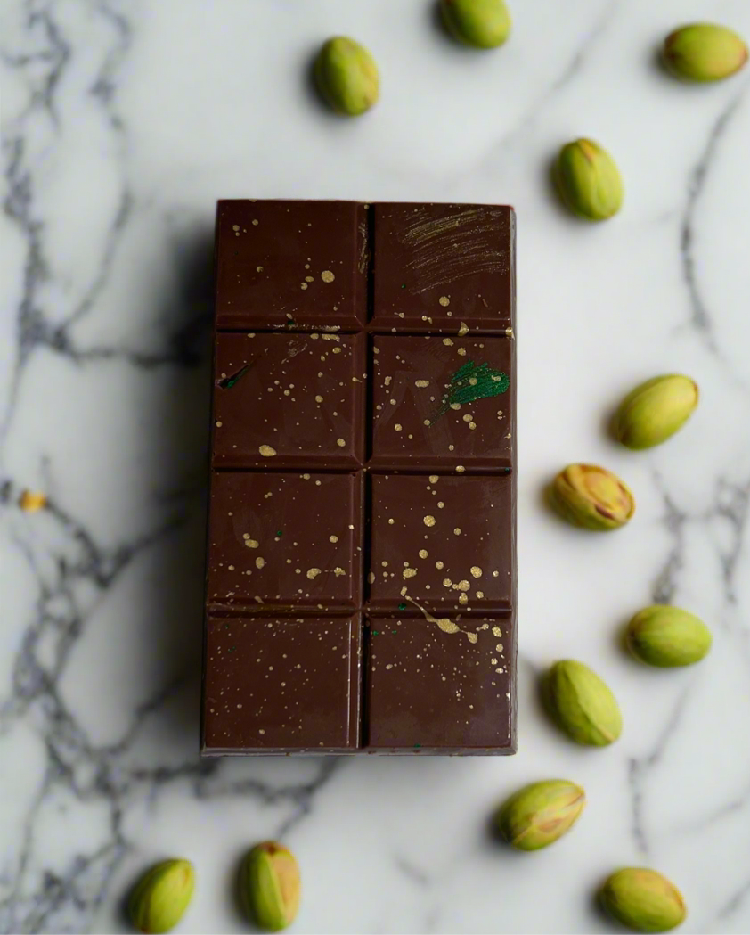 Anjar Dubai Pistachio Filled Milk Chocolate Bar – Anjar Chocolatier